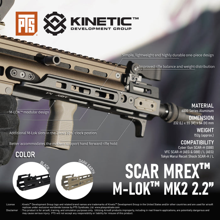 SCAR MREX M-LOK MK2 2.2in Tactical Handguard | PTS Steel Shop Taiwan