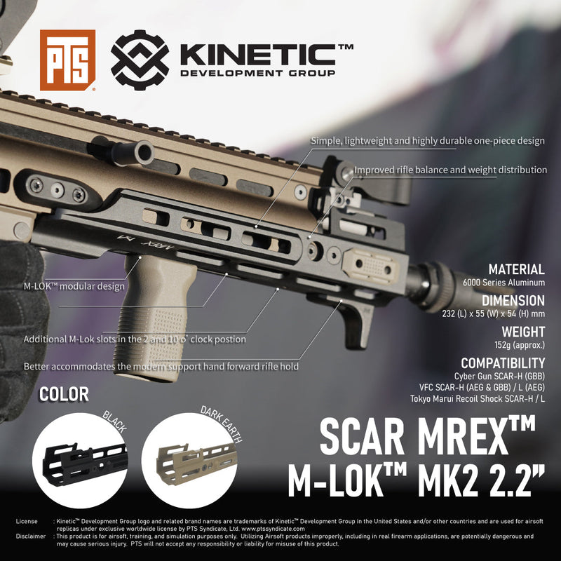 SCAR MREX M-LOK MK2 2.2in 戰術護木 | PTS Steel Shop 台灣